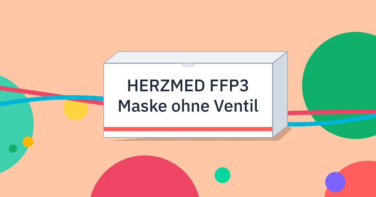 Symbolbild: Packung mit der Aufschrift HERZMED FFP3 Maske ohne Ventil (PZN 17299256) – Verfügbarkeit und Bezug in Apotheken in Frankfurt am Main