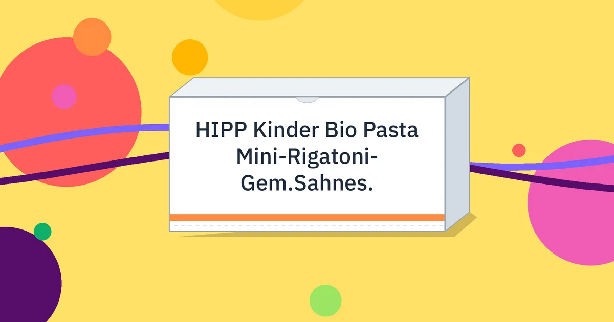 Symbolbild: Packung mit der Aufschrift HIPP Kinder Bio Pasta Mini-Rigatoni-Gem.Sahnes. (PZN 08405038) – Verfügbarkeit und Bezug in Apotheken in Frankfurt am Main