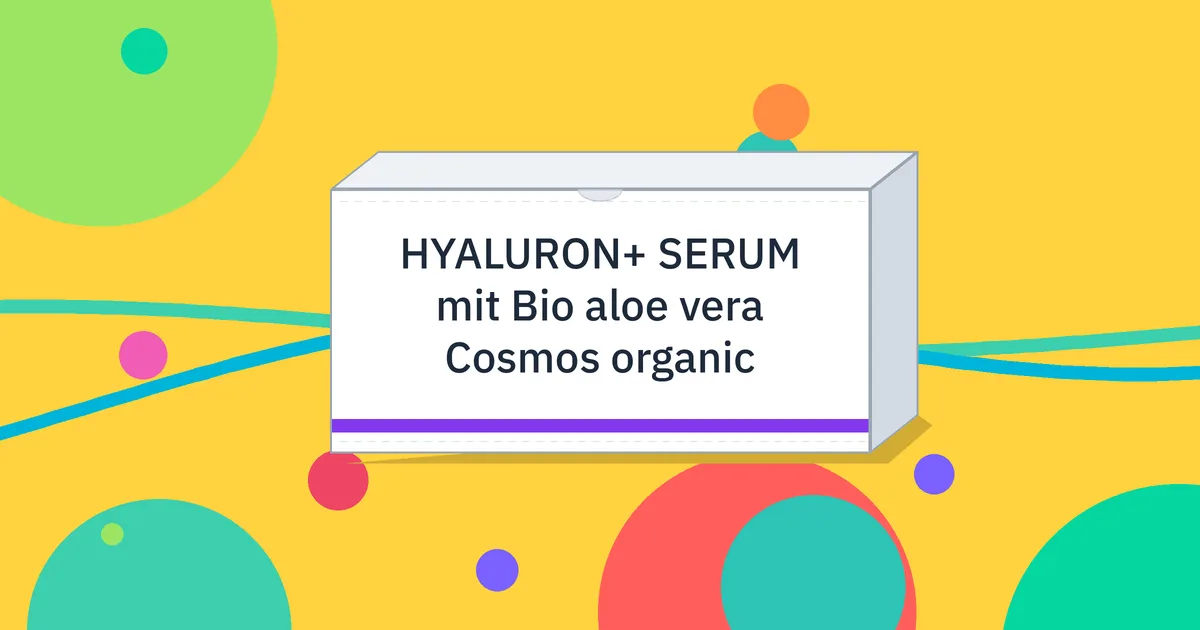 Symbolbild: Packung mit der Aufschrift HYALURON+ SERUM mit Bio aloe vera Cosmos organic (PZN 17616343) – Verfügbarkeit und Bezug in Apotheken in Frankfurt am Main