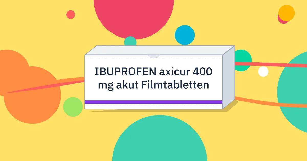 Symbolbild: Packung mit der Aufschrift IBUPROFEN axicur 400 mg akut Filmtabletten (PZN 18379477) – Verfügbarkeit und Bezug in Apotheken in Frankfurt am Main