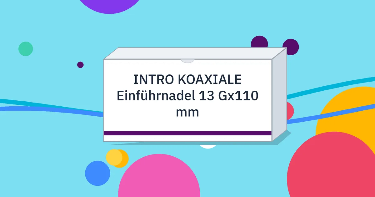 Symbolbild: Packung mit der Aufschrift INTRO KOAXIALE Einführnadel 13 Gx110 mm (PZN 19737045) – Verfügbarkeit und Bezug in Apotheken in Frankfurt am Main