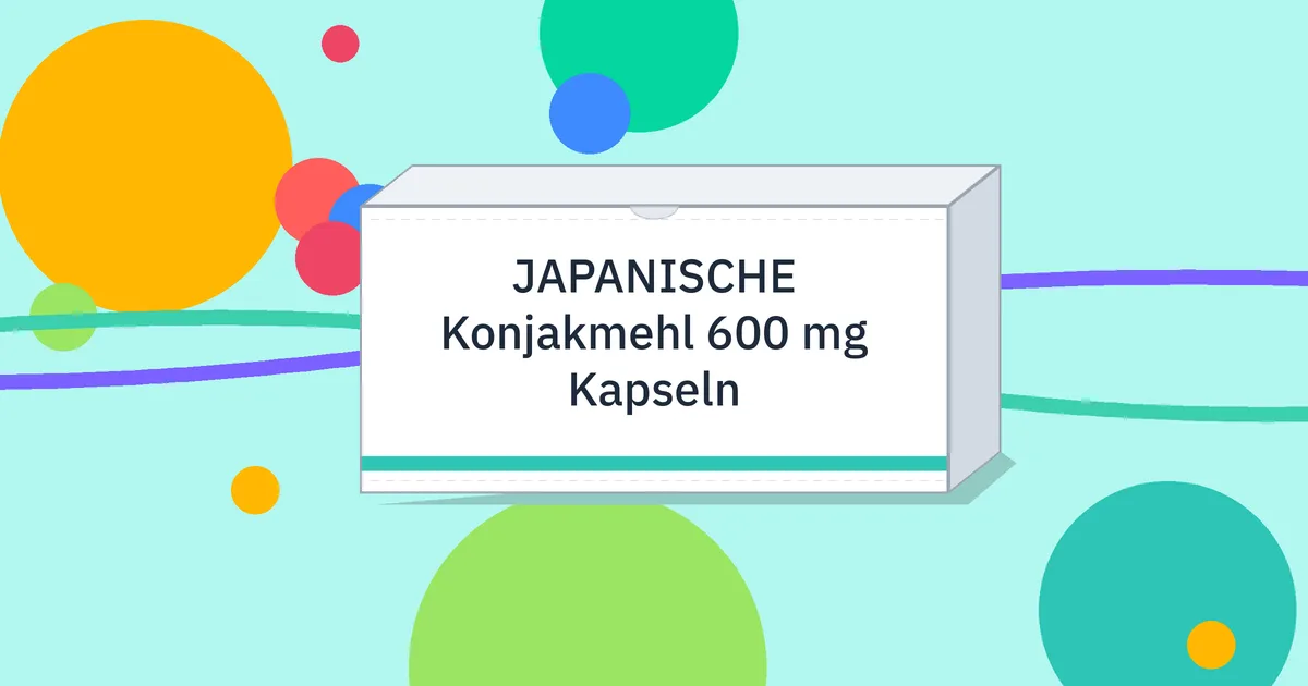 Symbolbild: Packung mit der Aufschrift JAPANISCHE Konjakmehl 600 mg Kapseln (PZN 00943517) – Verfügbarkeit und Bezug in Apotheken in Frankfurt am Main