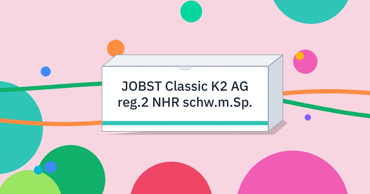 Symbolbild: Packung mit der Aufschrift JOBST Classic K2 AG reg.2 NHR schw.m.Sp. (PZN 10727281) – Verfügbarkeit und Bezug in Apotheken in Frankfurt am Main