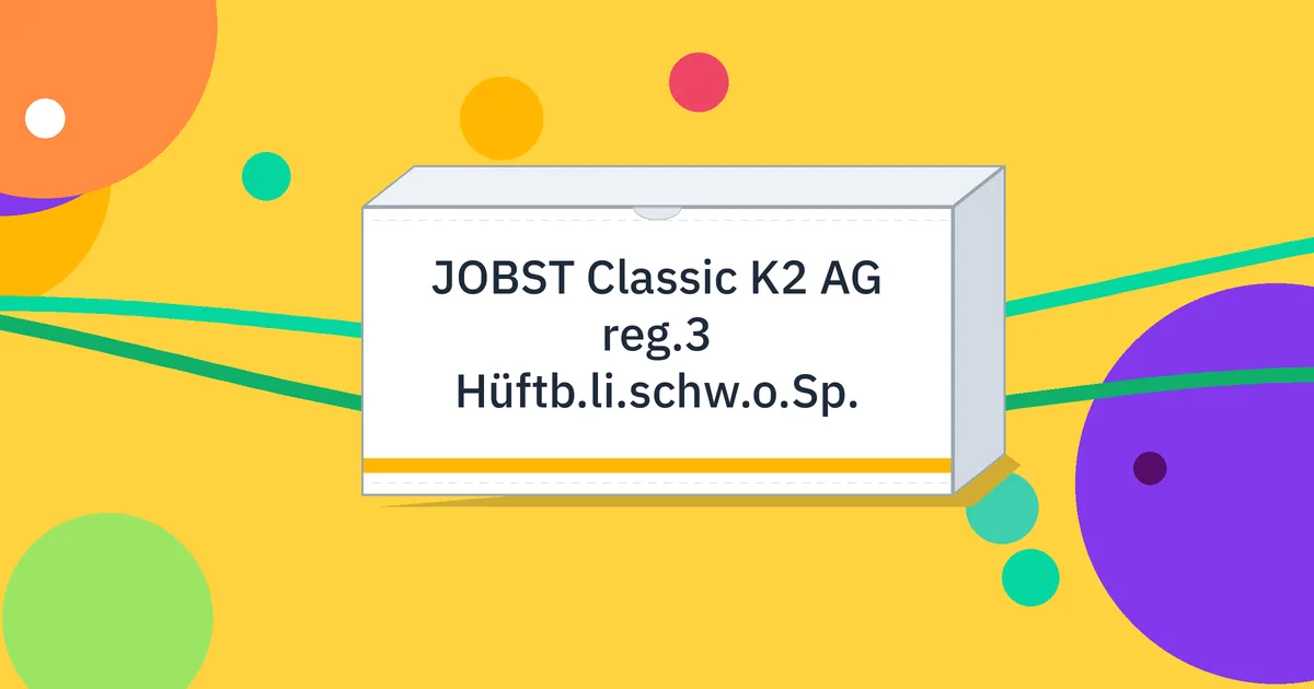 Symbolbild: Packung mit der Aufschrift JOBST Classic K2 AG reg.3 Hüftb.li.schw.o.Sp. (PZN 13066259) – Verfügbarkeit und Bezug in Apotheken in Frankfurt am Main