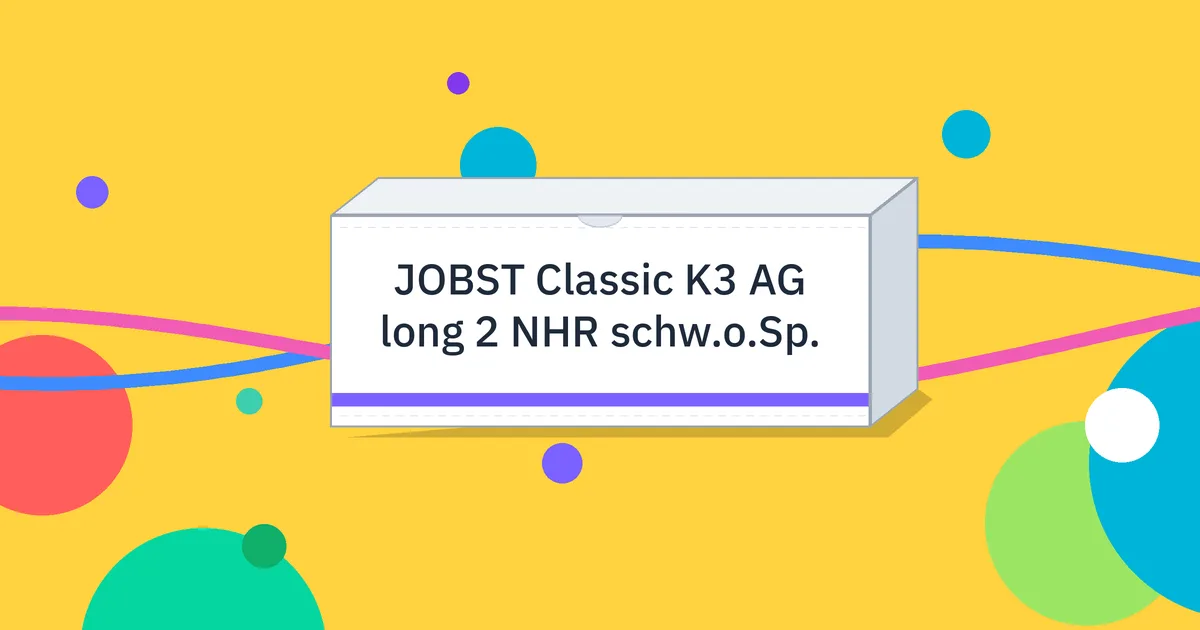 Symbolbild: Packung mit der Aufschrift JOBST Classic K3 AG long 2 NHR schw.o.Sp. (PZN 13072171) – Verfügbarkeit und Bezug in Apotheken in Frankfurt am Main