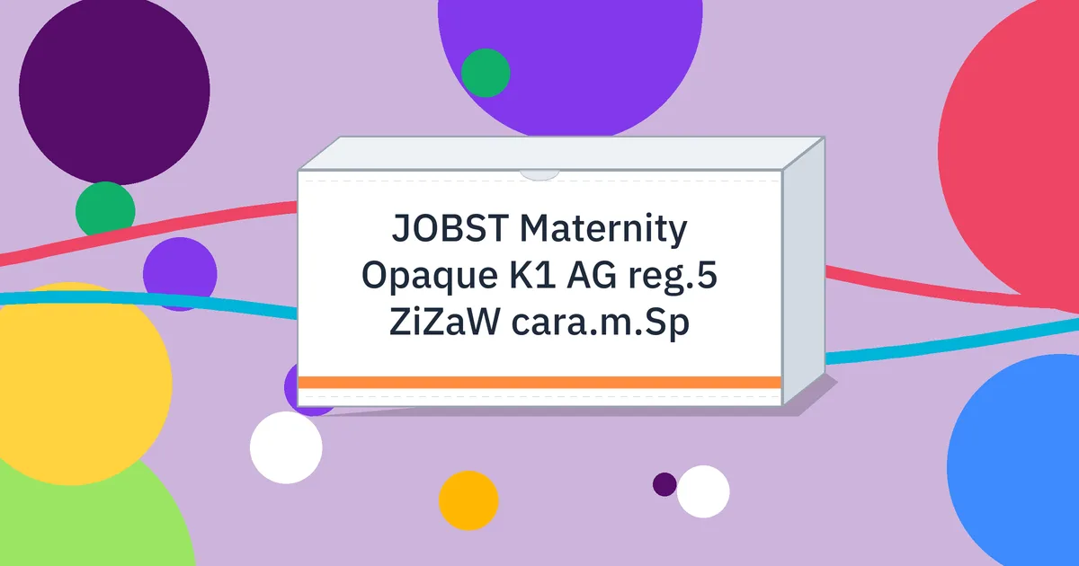 Symbolbild: Packung mit der Aufschrift JOBST Maternity Opaque K1 AG reg.5 ZiZaW cara.m.Sp (PZN 15850141) – Verfügbarkeit und Bezug in Apotheken in Frankfurt am Main