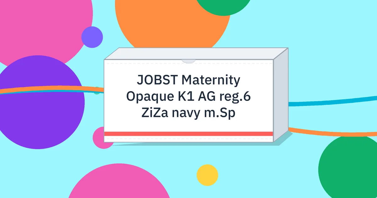 Symbolbild: Packung mit der Aufschrift JOBST Maternity Opaque K1 AG reg.6 ZiZa navy m.Sp (PZN 15859395) – Verfügbarkeit und Bezug in Apotheken in Frankfurt am Main