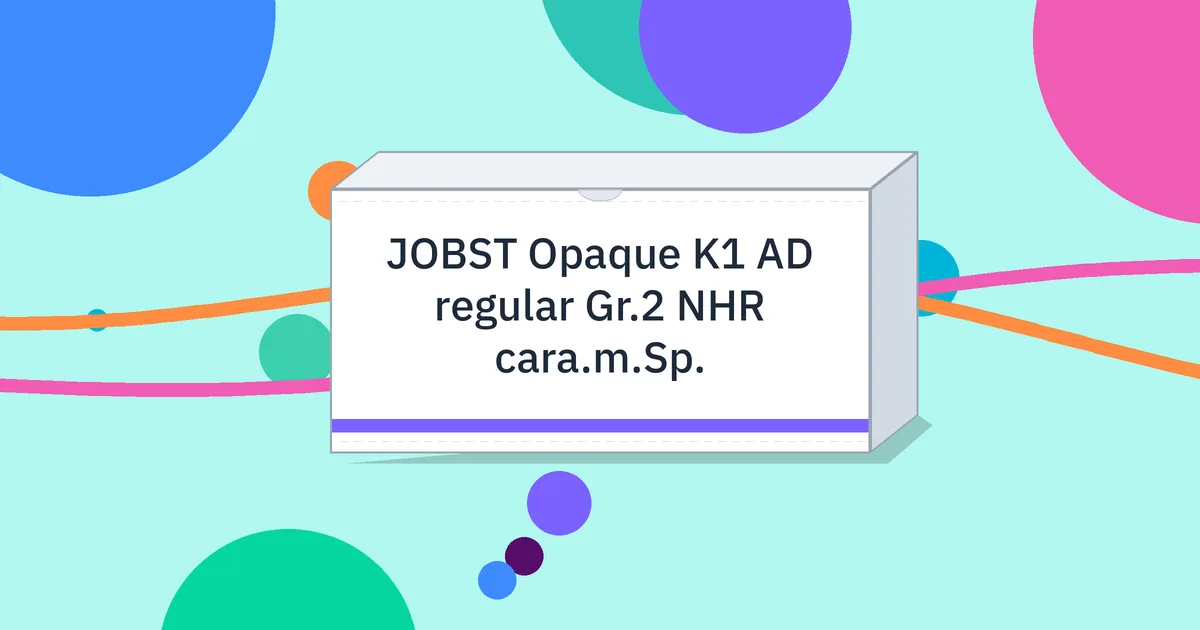 Symbolbild: Packung mit der Aufschrift JOBST Opaque K1 AD regular Gr.2 NHR cara.m.Sp. (PZN 13081158) – Verfügbarkeit und Bezug in Apotheken in Frankfurt am Main