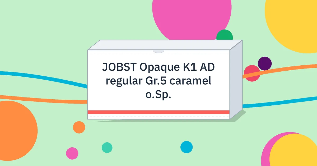 Symbolbild: Packung mit der Aufschrift JOBST Opaque K1 AD regular Gr.5 caramel o.Sp. (PZN 13082293) – Verfügbarkeit und Bezug in Apotheken in Frankfurt am Main