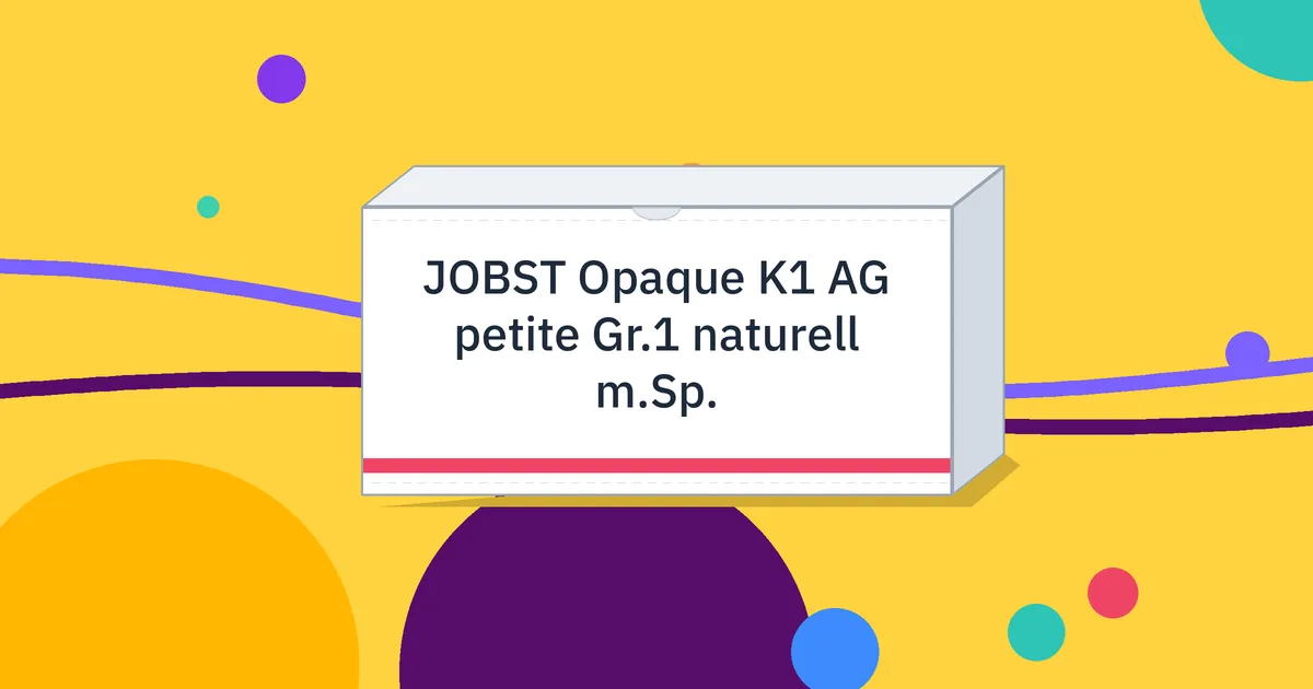 Symbolbild: Packung mit der Aufschrift JOBST Opaque K1 AG petite Gr.1 naturell m.Sp. (PZN 13085274) – Verfügbarkeit und Bezug in Apotheken in Frankfurt am Main