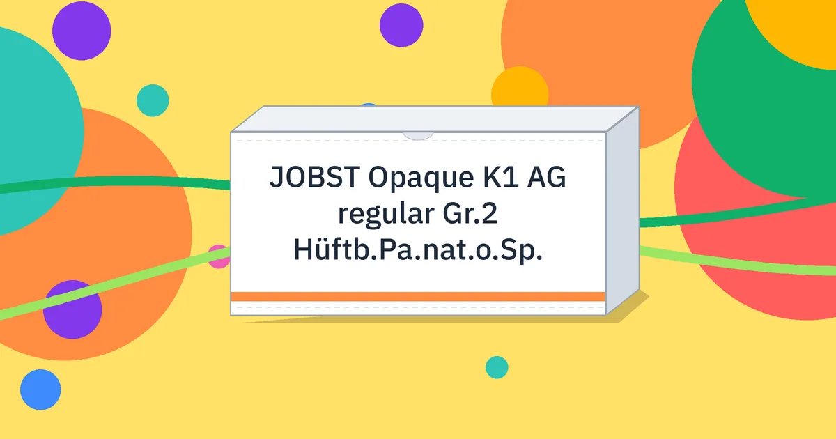 Symbolbild: Packung mit der Aufschrift JOBST Opaque K1 AG regular Gr.2 Hüftb.Pa.nat.o.Sp. (PZN 13100909) – Verfügbarkeit und Bezug in Apotheken in Frankfurt am Main