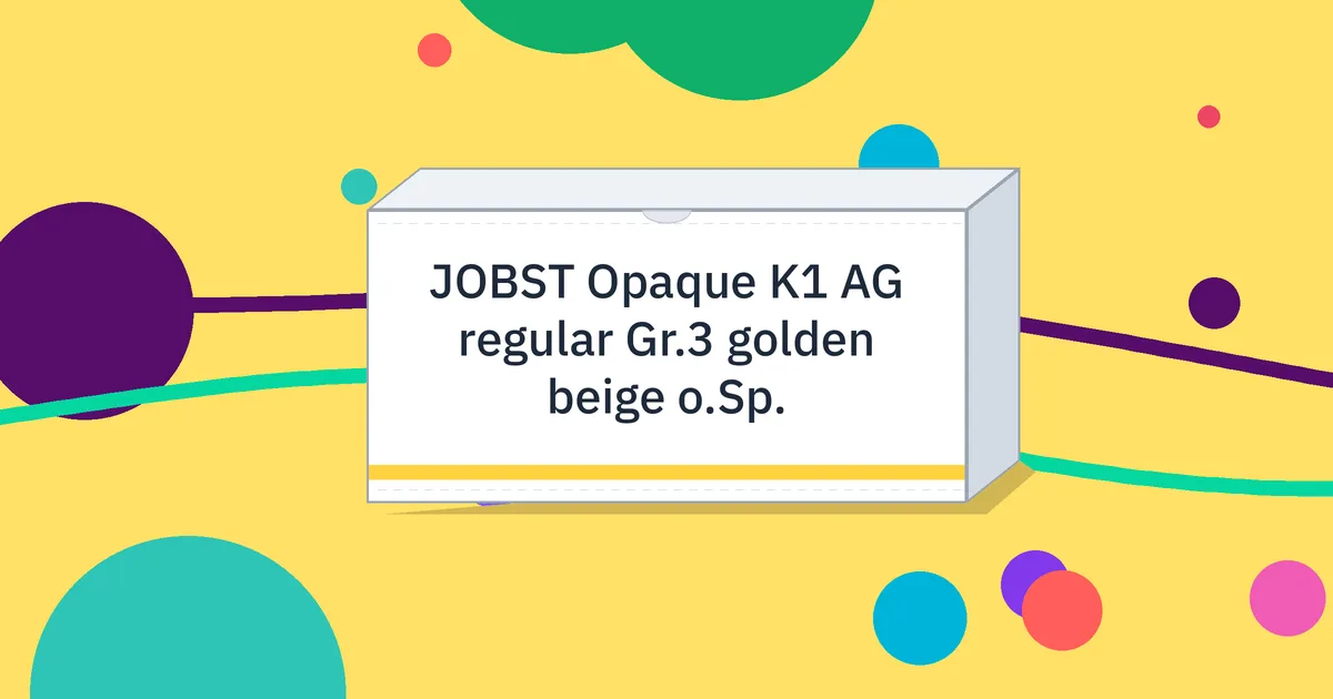 Symbolbild: Packung mit der Aufschrift JOBST Opaque K1 AG regular Gr.3 golden beige o.Sp. (PZN 16265350) – Verfügbarkeit und Bezug in Apotheken in Frankfurt am Main