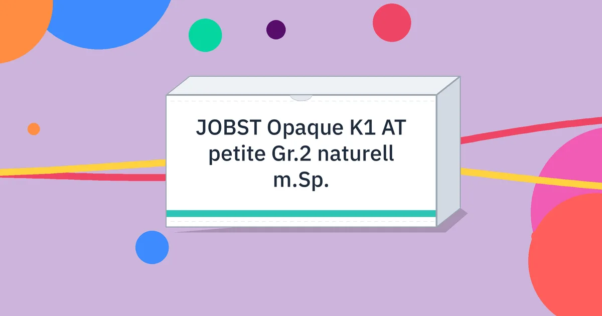 Symbolbild: Packung mit der Aufschrift JOBST Opaque K1 AT petite Gr.2 naturell m.Sp. (PZN 13103693) – Verfügbarkeit und Bezug in Apotheken in Frankfurt am Main