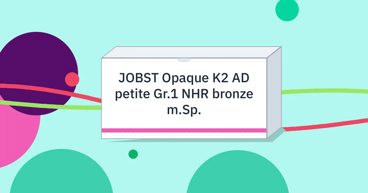 Symbolbild: Packung mit der Aufschrift JOBST Opaque K2 AD petite Gr.1 NHR bronze m.Sp. (PZN 13108704) – Verfügbarkeit und Bezug in Apotheken in Frankfurt am Main