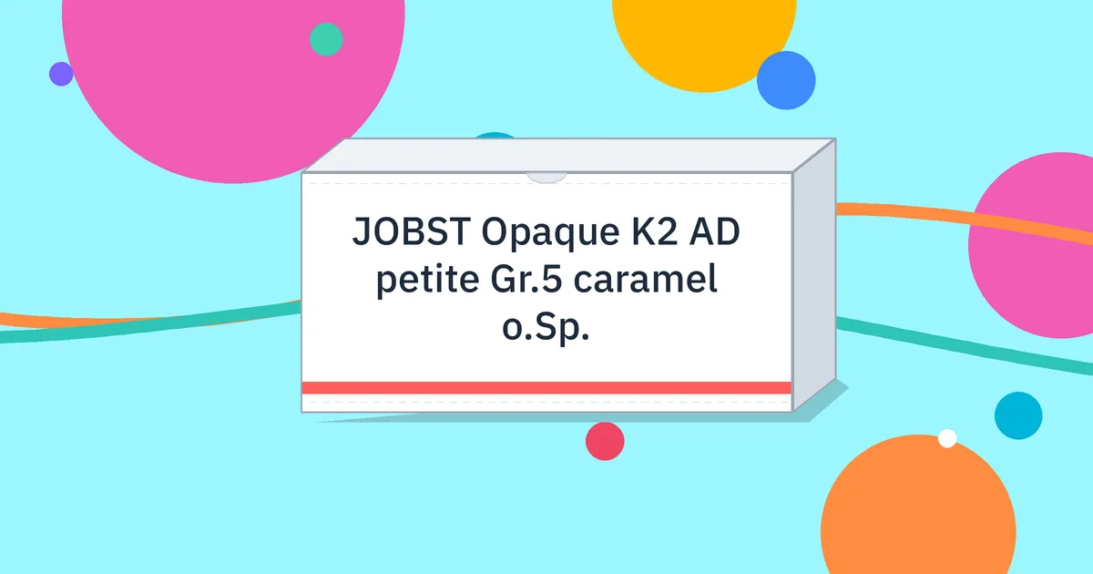 Symbolbild: Packung mit der Aufschrift JOBST Opaque K2 AD petite Gr.5 caramel o.Sp. (PZN 11252058) – Verfügbarkeit und Bezug in Apotheken in Frankfurt am Main