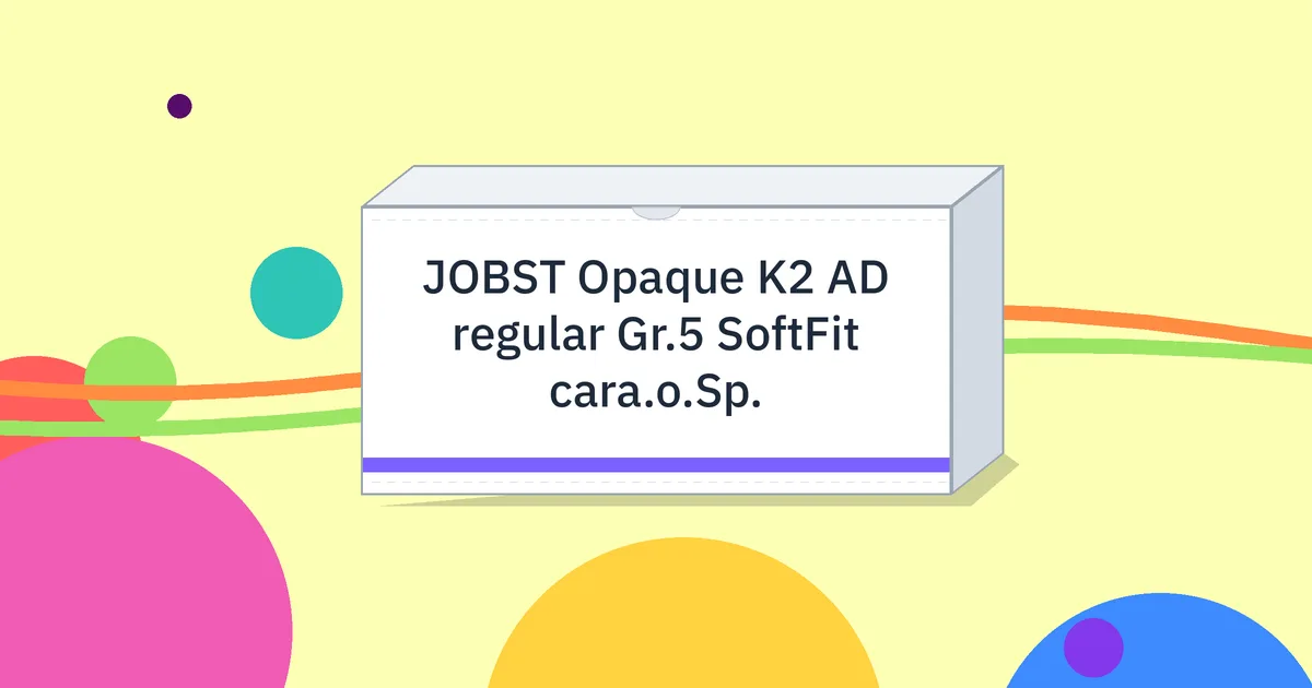 Symbolbild: Packung mit der Aufschrift JOBST Opaque K2 AD regular Gr.5 SoftFit cara.o.Sp. (PZN 11249837) – Verfügbarkeit und Bezug in Apotheken in Frankfurt am Main
