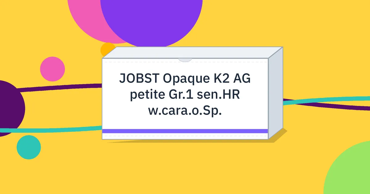 Symbolbild: Packung mit der Aufschrift JOBST Opaque K2 AG petite Gr.1 sen.HR w.cara.o.Sp. (PZN 11256636) – Verfügbarkeit und Bezug in Apotheken in Frankfurt am Main