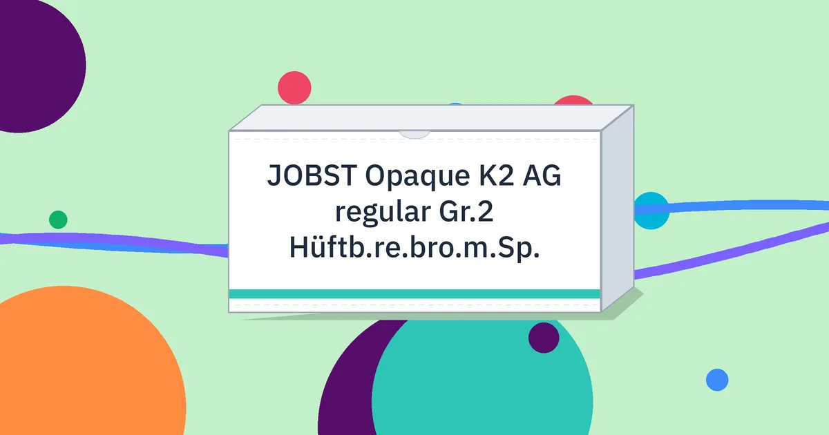 Symbolbild: Packung mit der Aufschrift JOBST Opaque K2 AG regular Gr.2 Hüftb.re.bro.m.Sp. (PZN 13117086) – Verfügbarkeit und Bezug in Apotheken in Frankfurt am Main