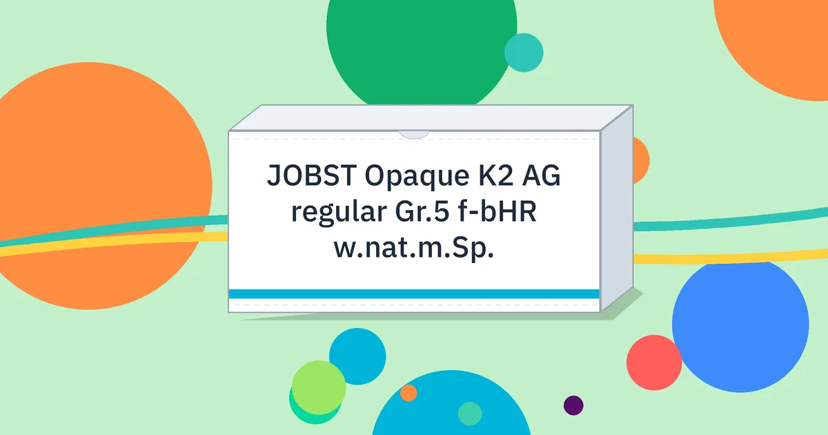 Symbolbild: Packung mit der Aufschrift JOBST Opaque K2 AG regular Gr.5 f-bHR w.nat.m.Sp. (PZN 11253359) – Verfügbarkeit und Bezug in Apotheken in Frankfurt am Main