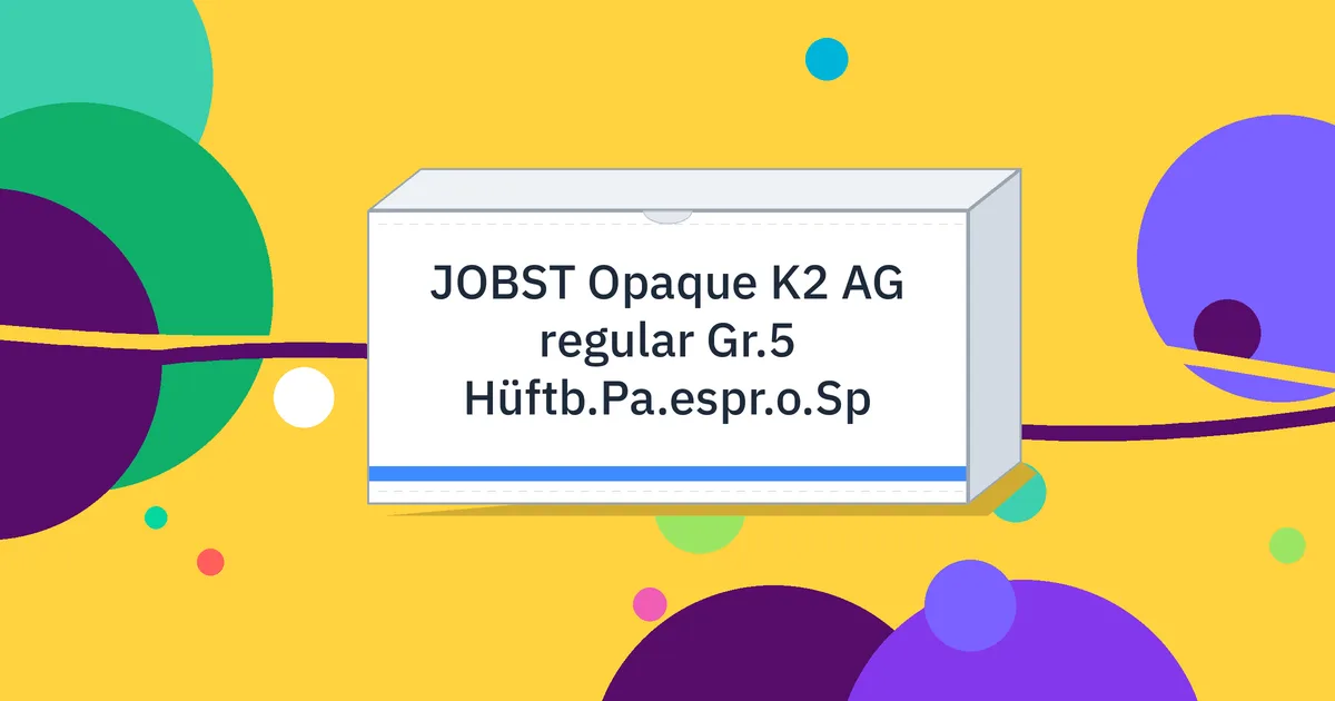 Symbolbild: Packung mit der Aufschrift JOBST Opaque K2 AG regular Gr.5 Hüftb.Pa.espr.o.Sp (PZN 16287392) – Verfügbarkeit und Bezug in Apotheken in Frankfurt am Main