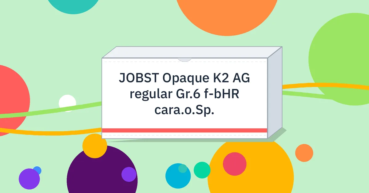 Symbolbild: Packung mit der Aufschrift JOBST Opaque K2 AG regular Gr.6 f-bHR cara.o.Sp. (PZN 11252319) – Verfügbarkeit und Bezug in Apotheken in Frankfurt am Main