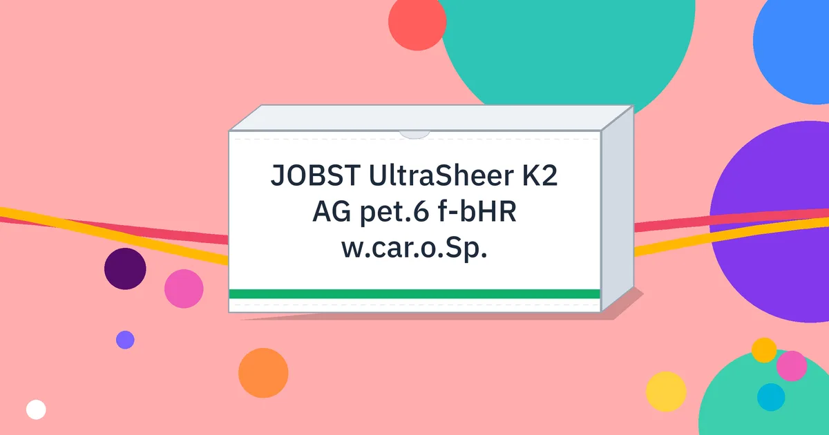 Symbolbild: Packung mit der Aufschrift JOBST UltraSheer K2 AG pet.6 f-bHR w.car.o.Sp. (PZN 11263441) – Verfügbarkeit und Bezug in Apotheken in Frankfurt am Main