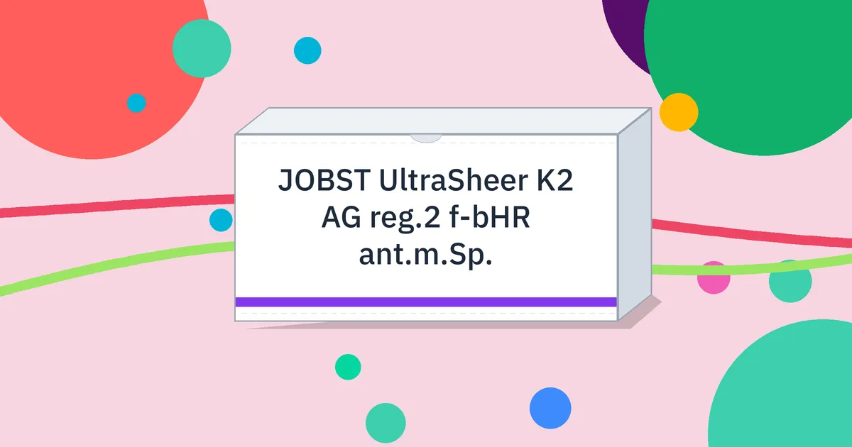 Symbolbild: Packung mit der Aufschrift JOBST UltraSheer K2 AG reg.2 f-bHR ant.m.Sp. (PZN 13144309) – Verfügbarkeit und Bezug in Apotheken in Frankfurt am Main