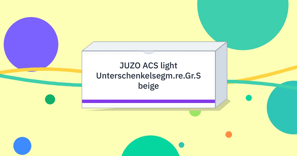 Symbolbild: Packung mit der Aufschrift JUZO ACS light Unterschenkelsegm.re.Gr.S beige (PZN 13884957) – Verfügbarkeit und Bezug in Apotheken in Frankfurt am Main