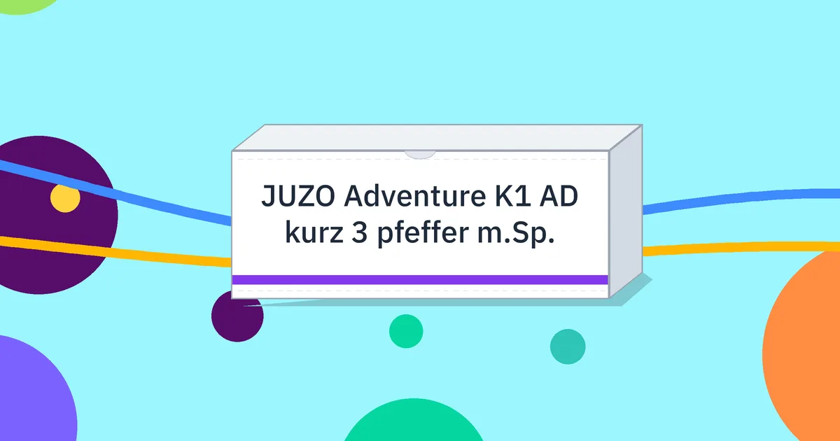 Symbolbild: Packung mit der Aufschrift JUZO Adventure K1 AD kurz 3 pfeffer m.Sp. (PZN 14972244) – Verfügbarkeit und Bezug in Apotheken in Frankfurt am Main