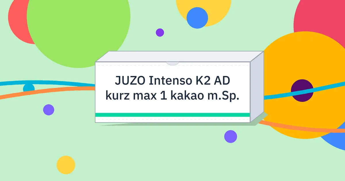 Symbolbild: Packung mit der Aufschrift JUZO Intenso K2 AD kurz max 1 kakao m.Sp. (PZN 18608883) – Verfügbarkeit und Bezug in Apotheken in Frankfurt am Main