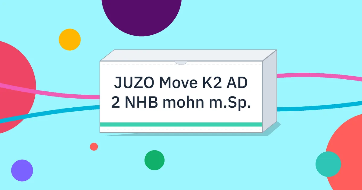 Symbolbild: Packung mit der Aufschrift JUZO Move K2 AD 2 NHB mohn m.Sp. (PZN 18539099) – Verfügbarkeit und Bezug in Apotheken in Frankfurt am Main