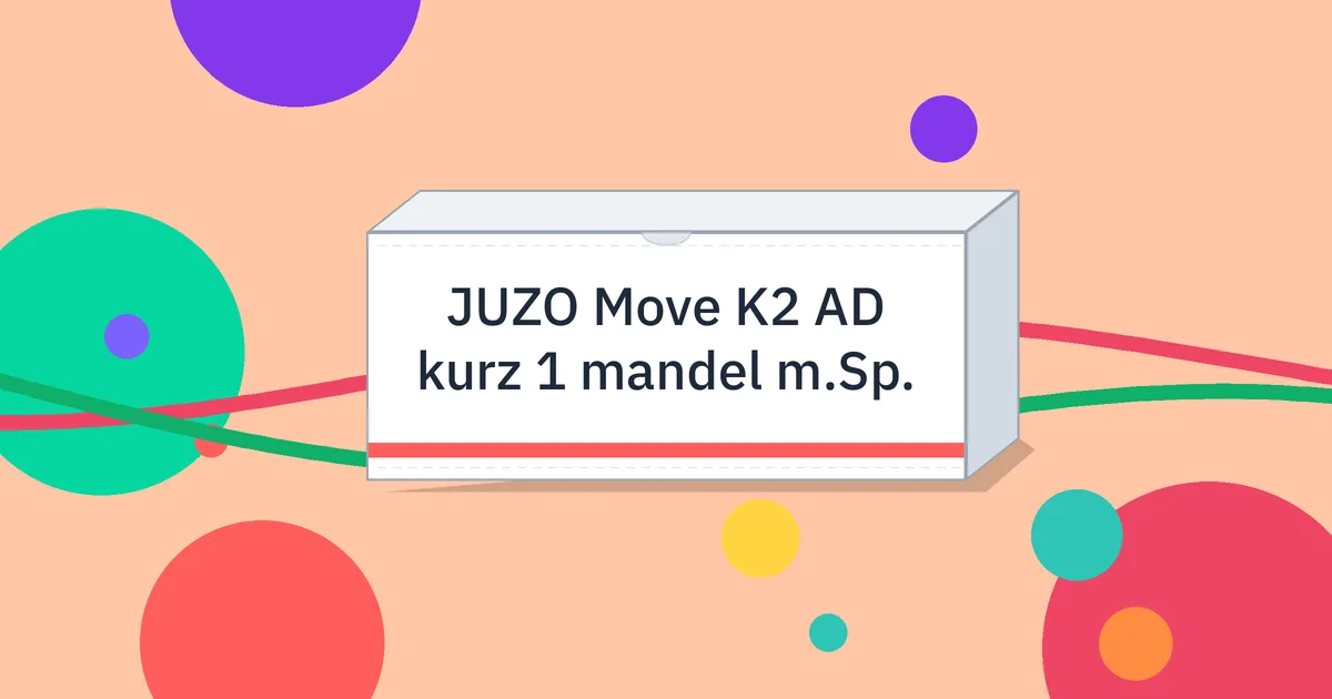 Symbolbild: Packung mit der Aufschrift JUZO Move K2 AD kurz 1 mandel m.Sp. (PZN 16340927) – Verfügbarkeit und Bezug in Apotheken in Frankfurt am Main