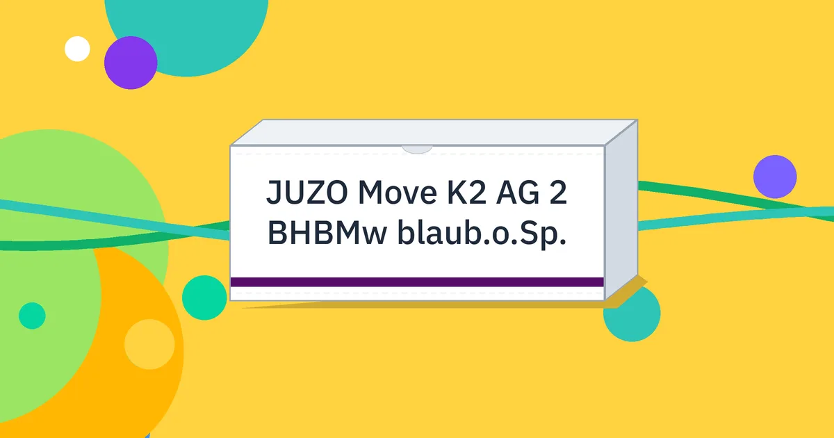 Symbolbild: Packung mit der Aufschrift JUZO Move K2 AG 2 BHBMw blaub.o.Sp. (PZN 18558398) – Verfügbarkeit und Bezug in Apotheken in Frankfurt am Main