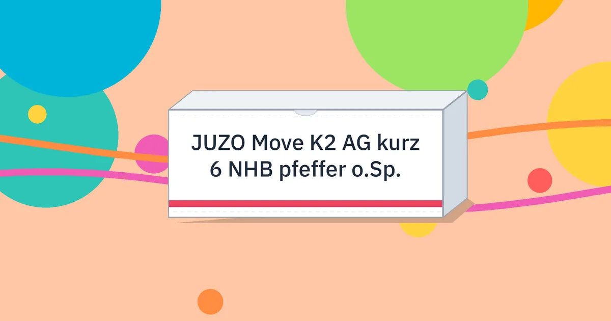 Symbolbild: Packung mit der Aufschrift JUZO Move K2 AG kurz 6 NHB pfeffer o.Sp. (PZN 16638934) – Verfügbarkeit und Bezug in Apotheken in Frankfurt am Main