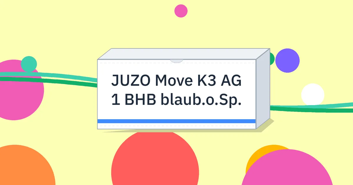 Symbolbild: Packung mit der Aufschrift JUZO Move K3 AG 1 BHB blaub.o.Sp. (PZN 18589401) – Verfügbarkeit und Bezug in Apotheken in Frankfurt am Main