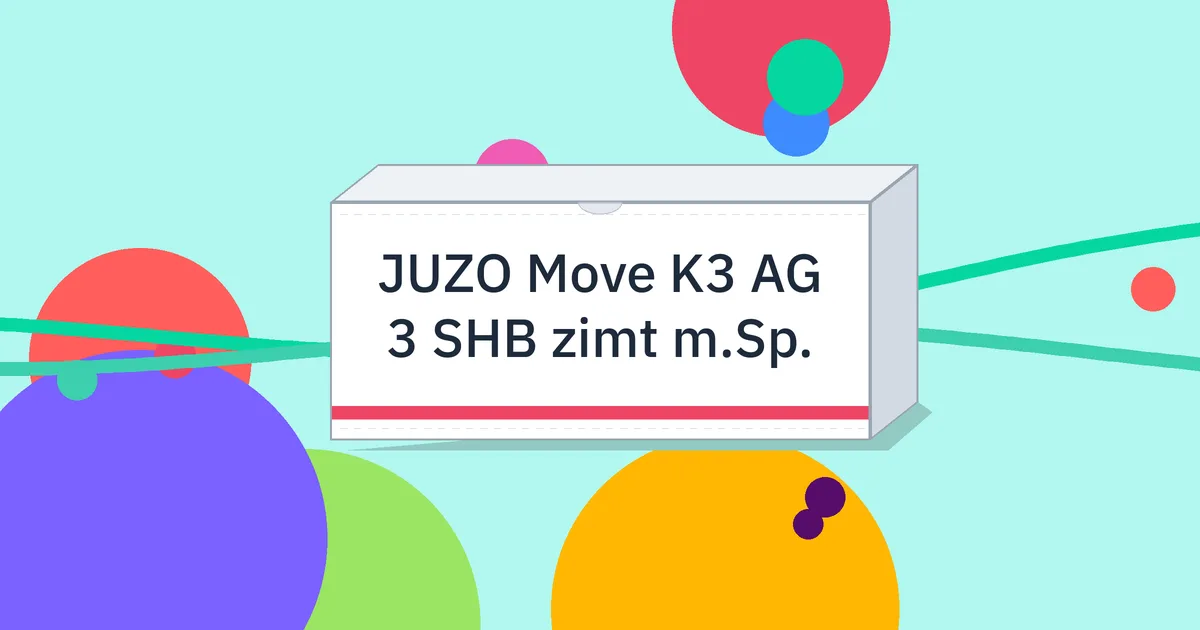 Symbolbild: Packung mit der Aufschrift JUZO Move K3 AG 3 SHB zimt m.Sp. (PZN 18575416) – Verfügbarkeit und Bezug in Apotheken in Frankfurt am Main
