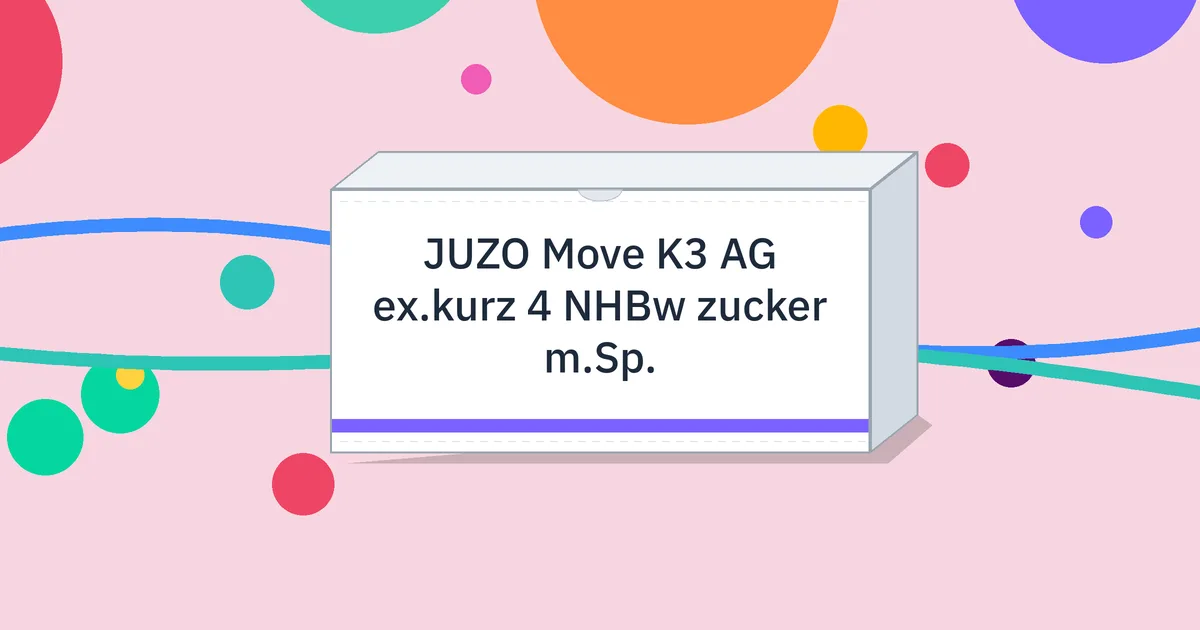 Symbolbild: Packung mit der Aufschrift JUZO Move K3 AG ex.kurz 4 NHBw zucker m.Sp. (PZN 18582362) – Verfügbarkeit und Bezug in Apotheken in Frankfurt am Main