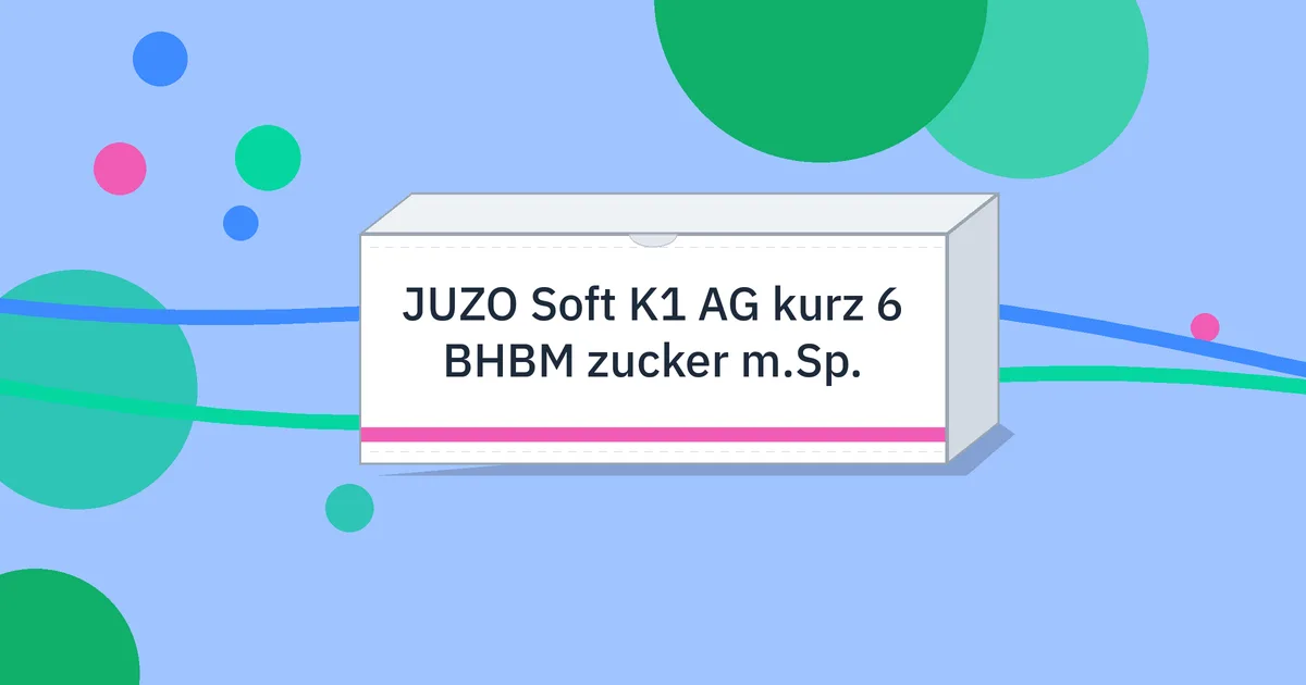 Symbolbild: Packung mit der Aufschrift JUZO Soft K1 AG kurz 6 BHBM zucker m.Sp. (PZN 14855432) – Verfügbarkeit und Bezug in Apotheken in Frankfurt am Main