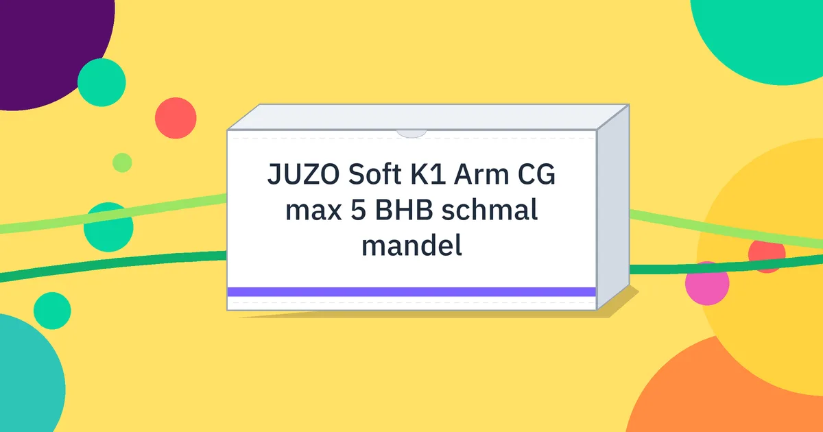 Symbolbild: Packung mit der Aufschrift JUZO Soft K1 Arm CG max 5 BHB schmal mandel (PZN 15509815) – Verfügbarkeit und Bezug in Apotheken in Frankfurt am Main