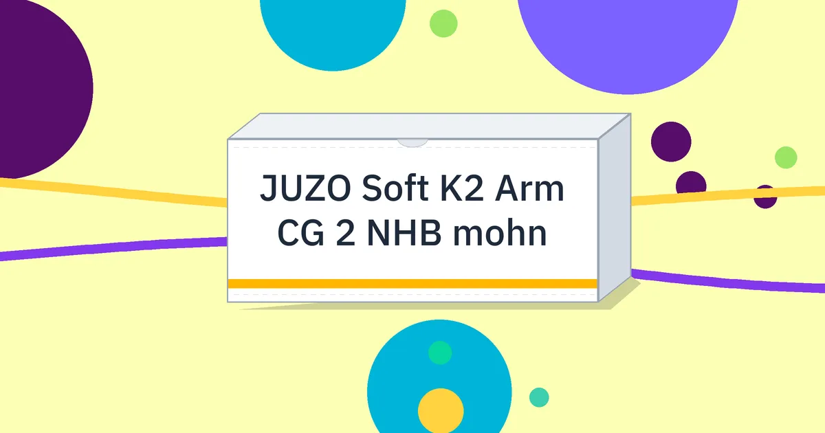 Symbolbild: Packung mit der Aufschrift JUZO Soft K2 Arm CG 2 NHB mohn (PZN 15511025) – Verfügbarkeit und Bezug in Apotheken in Frankfurt am Main