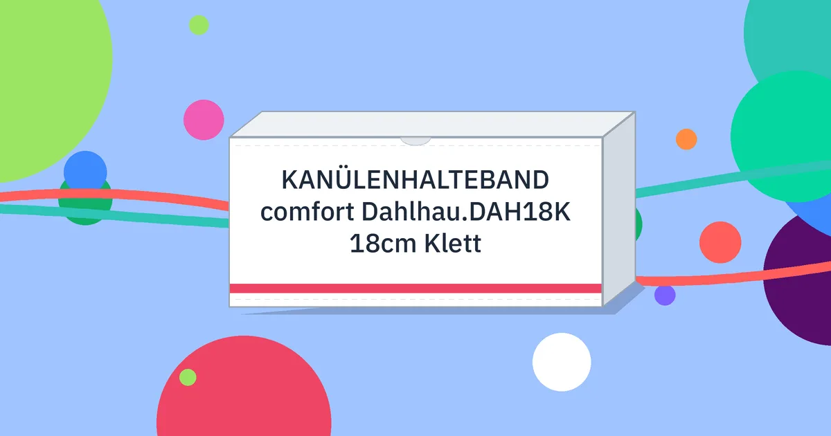 Symbolbild: Packung mit der Aufschrift KANÜLENHALTEBAND comfort Dahlhau.DAH18K 18cm Klett (PZN 08883499) – Verfügbarkeit und Bezug in Apotheken in Frankfurt am Main