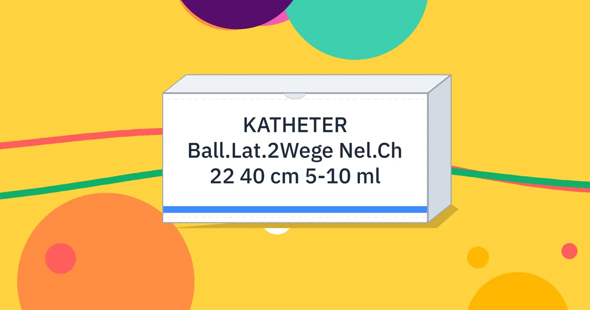 Symbolbild: Packung mit der Aufschrift KATHETER Ball.Lat.2Wege Nel.Ch 22 40 cm 5-10 ml (PZN 06830197) – Verfügbarkeit und Bezug in Apotheken in Frankfurt am Main