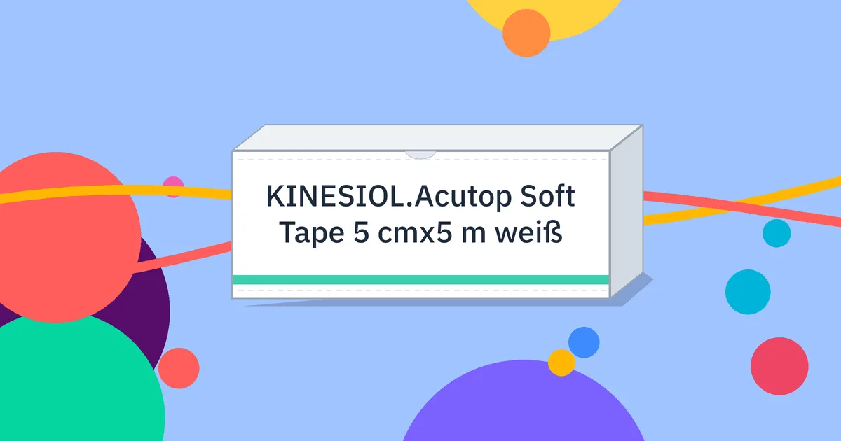 Symbolbild: Packung mit der Aufschrift KINESIOL.Acutop Soft Tape 5 cmx5 m weiß (PZN 11565107) – Verfügbarkeit und Bezug in Apotheken in Frankfurt am Main
