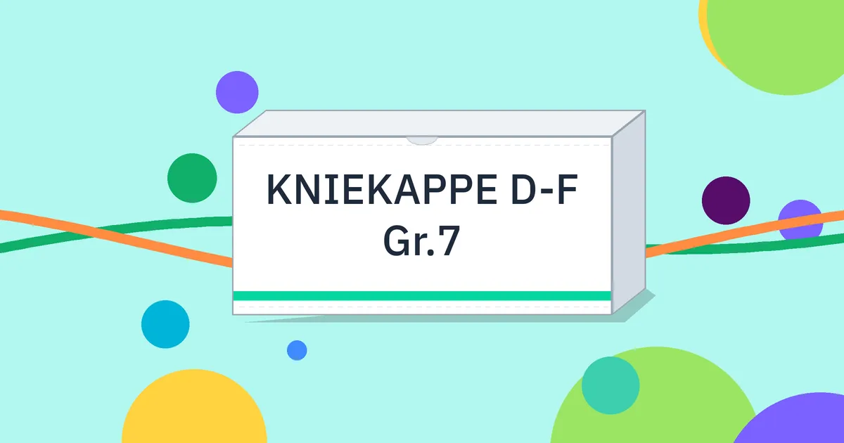 Symbolbild: Packung mit der Aufschrift KNIEKAPPE D-F Gr.7 (PZN 02444818) – Verfügbarkeit und Bezug in Apotheken in Frankfurt am Main