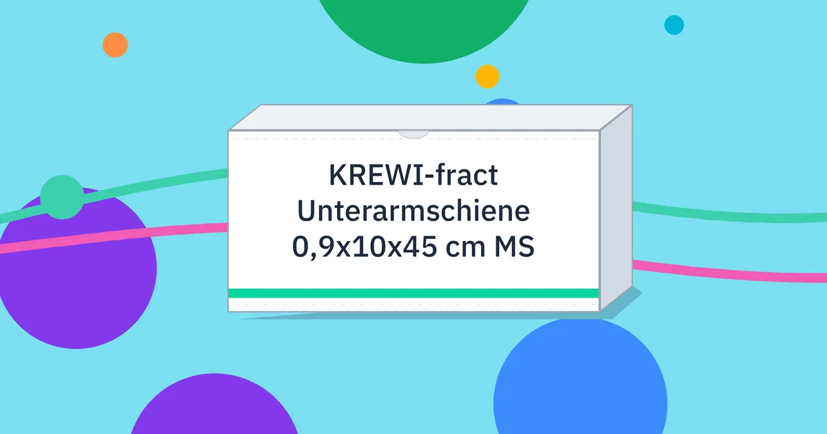 Symbolbild: Packung mit der Aufschrift KREWI-fract Unterarmschiene 0,9x10x45 cm MS (PZN 17300634) – Verfügbarkeit und Bezug in Apotheken in Frankfurt am Main