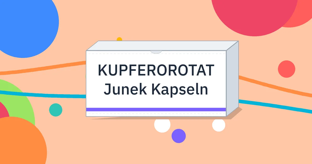Symbolbild: Packung mit der Aufschrift KUPFEROROTAT Junek Kapseln (PZN 10062686) – Verfügbarkeit und Bezug in Apotheken in Frankfurt am Main