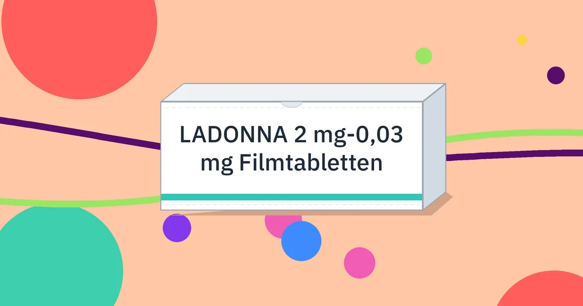 Symbolbild: Packung mit der Aufschrift LADONNA 2 mg-0,03 mg Filmtabletten (PZN 18117085) – Verfügbarkeit und Bezug in Apotheken in Frankfurt am Main