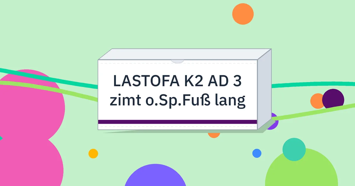 Symbolbild: Packung mit der Aufschrift LASTOFA K2 AD 3 zimt o.Sp.Fuß lang (PZN 14147215) – Verfügbarkeit und Bezug in Apotheken in Frankfurt am Main