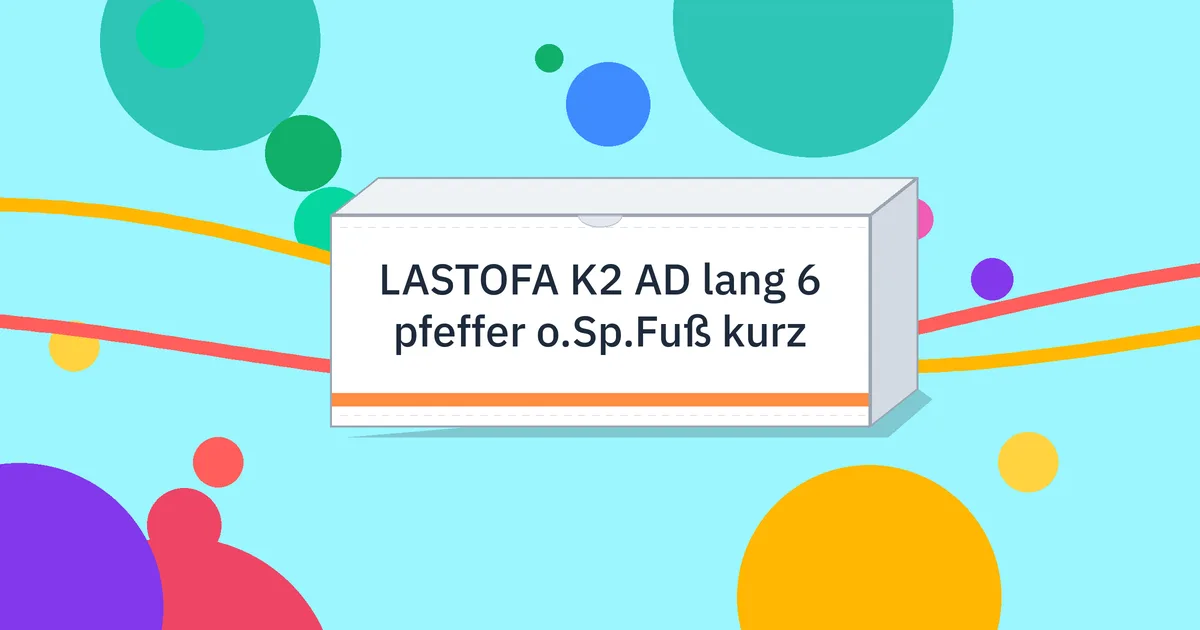 Symbolbild: Packung mit der Aufschrift LASTOFA K2 AD lang 6 pfeffer o.Sp.Fuß kurz (PZN 13801523) – Verfügbarkeit und Bezug in Apotheken in Frankfurt am Main