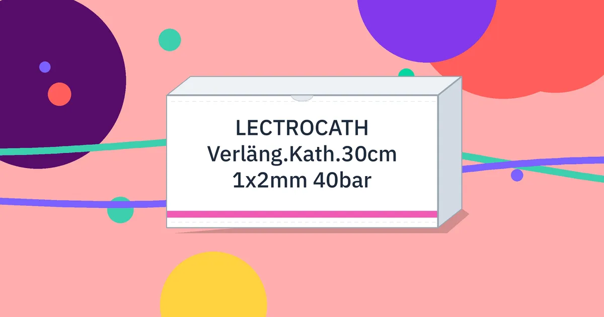 Symbolbild: Packung mit der Aufschrift LECTROCATH Verläng.Kath.30cm 1x2mm 40bar (PZN 00965855) – Verfügbarkeit und Bezug in Apotheken in Frankfurt am Main
